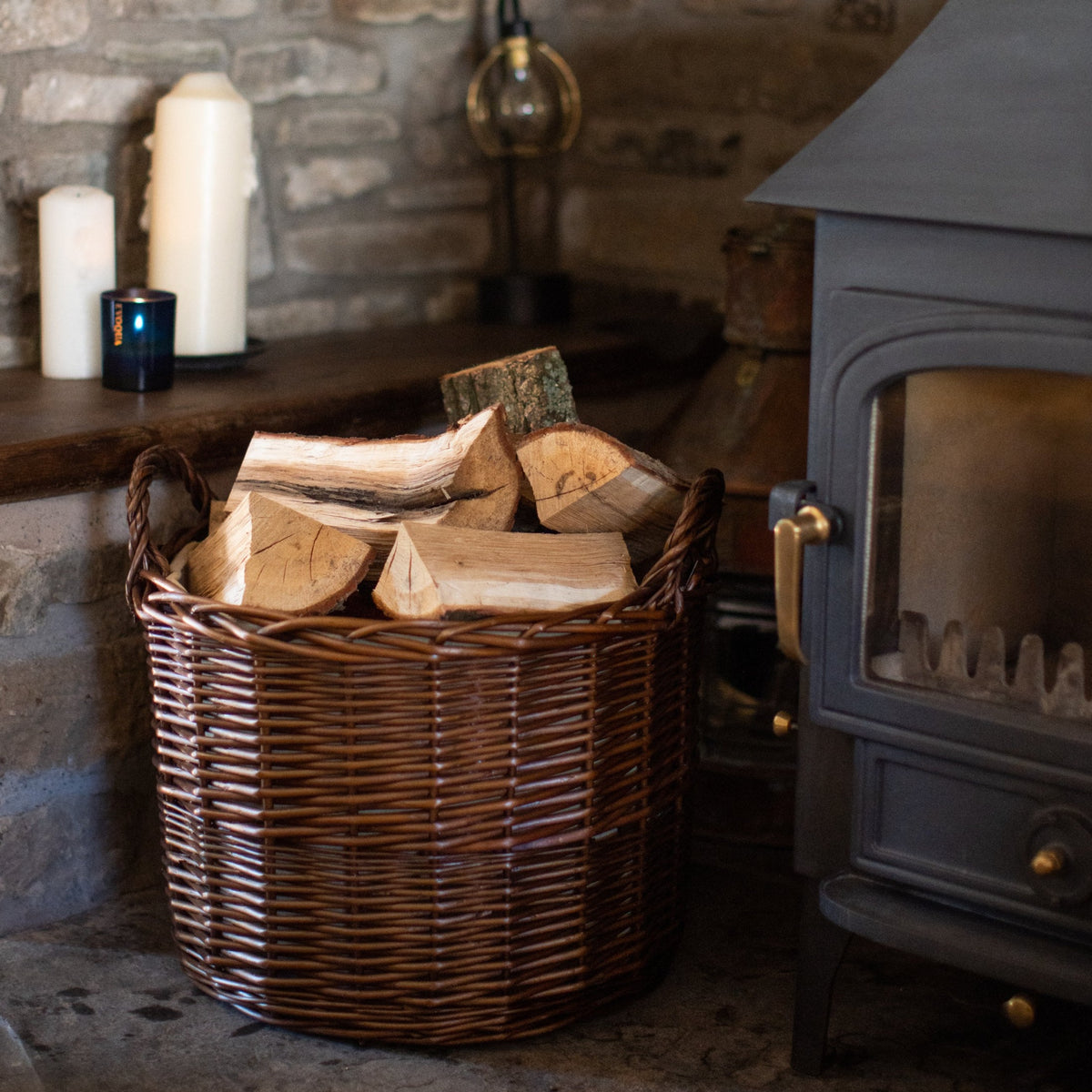 Distilled Brown Wicker Circular Log Basket with Lining – Arthur Cameron
