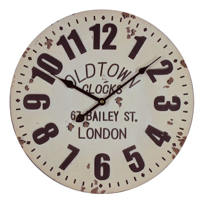 Hometime Rustic Deboss Old Town Cut Out Numbers Wall Clock W7699 ...