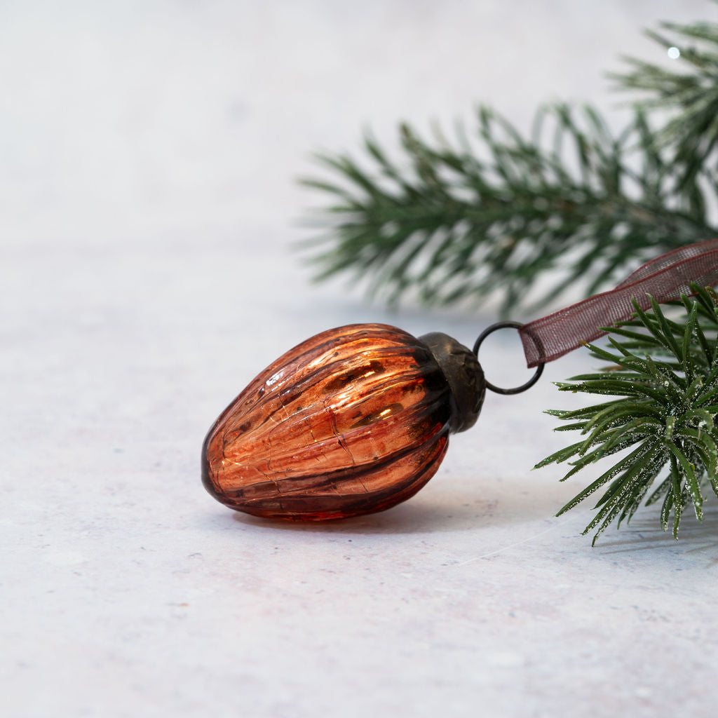 Set of 6 Small 1" Russet Crackle Glass Pinecones – Arthur Cameron