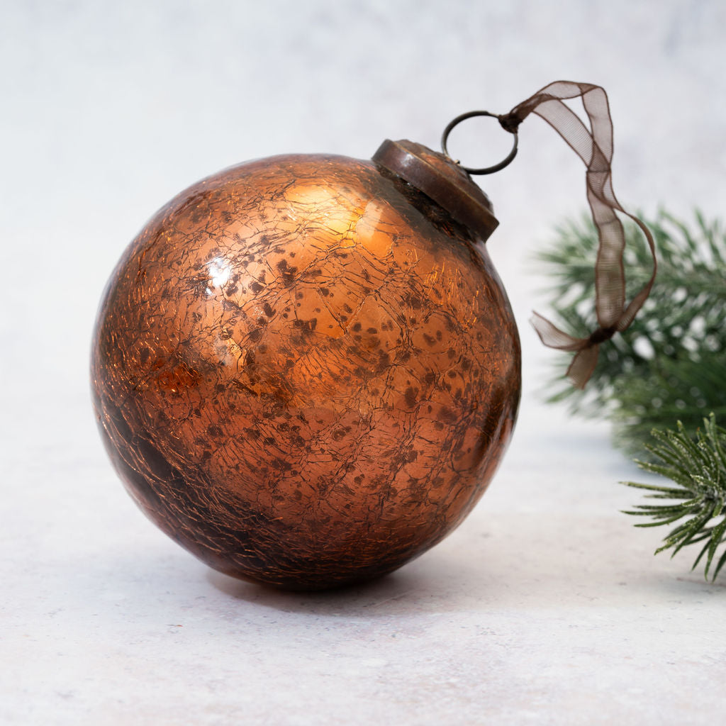 4" Russet Crackle Glass Christmas Bauble – Arthur Cameron