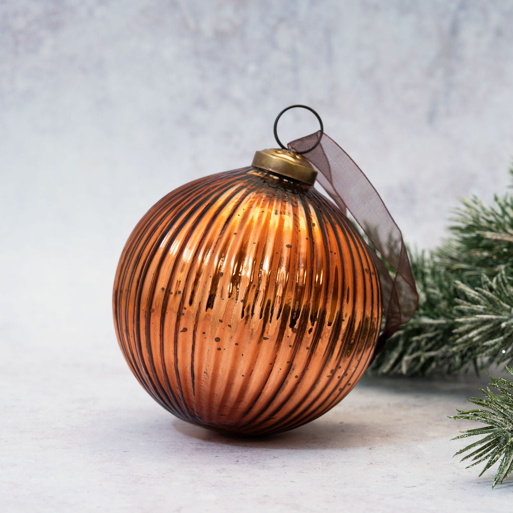 4" Russet Glass Ribbed Ball Decoration – Arthur Cameron