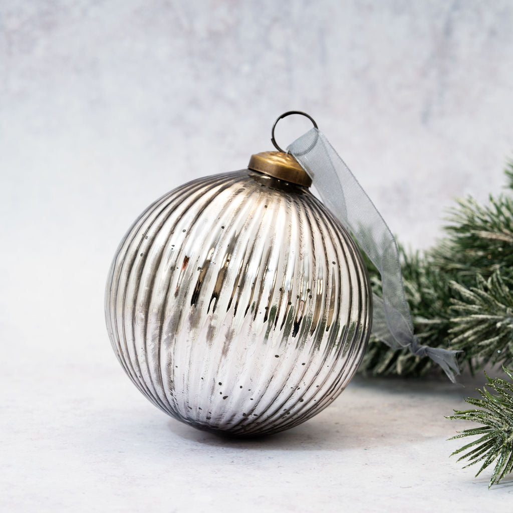 4" Slate Glass Ribbed Ball Decoration – Arthur Cameron