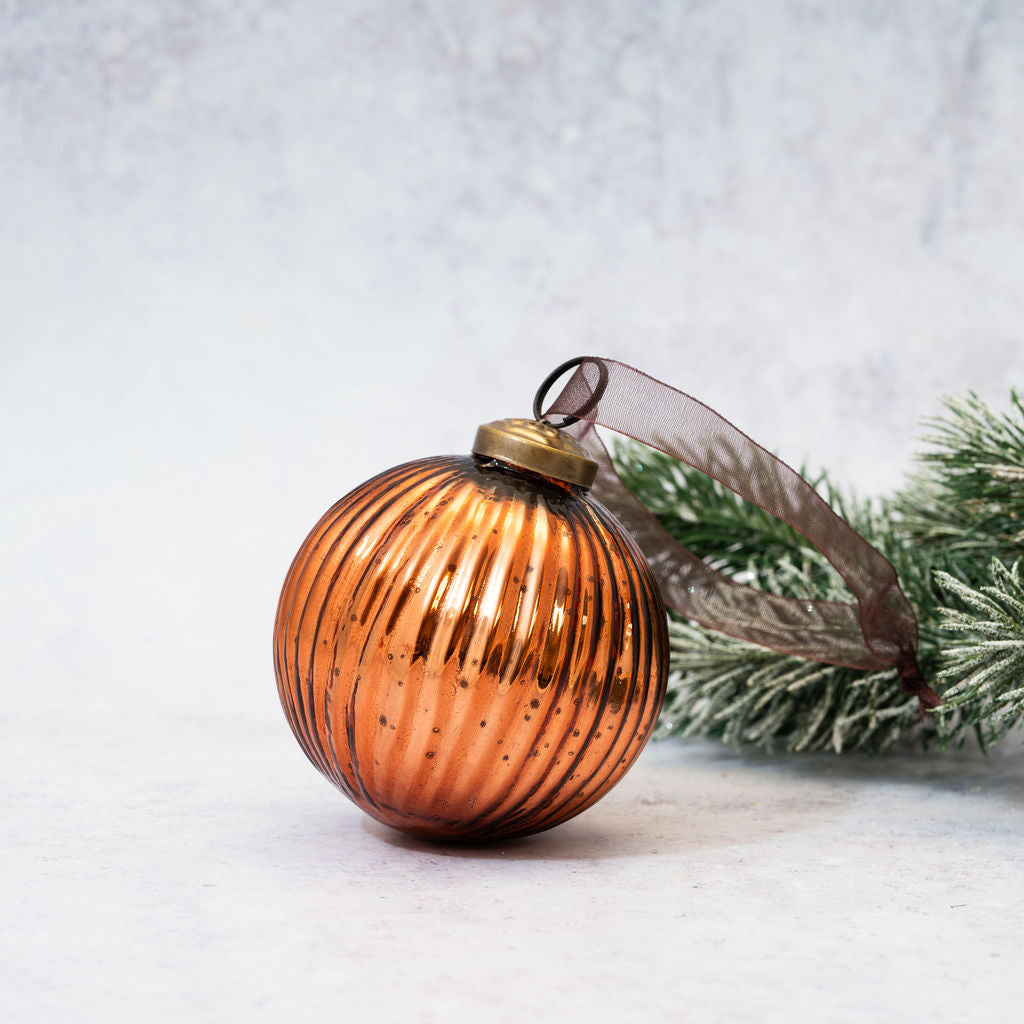 3" Russet Glass Ribbed Ball Decoration – Arthur Cameron