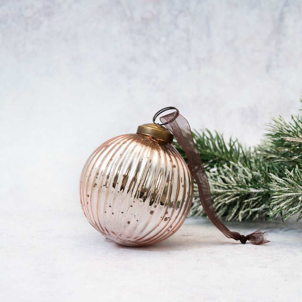 3" Rose Glass Ribbed Ball Decoration – Arthur Cameron