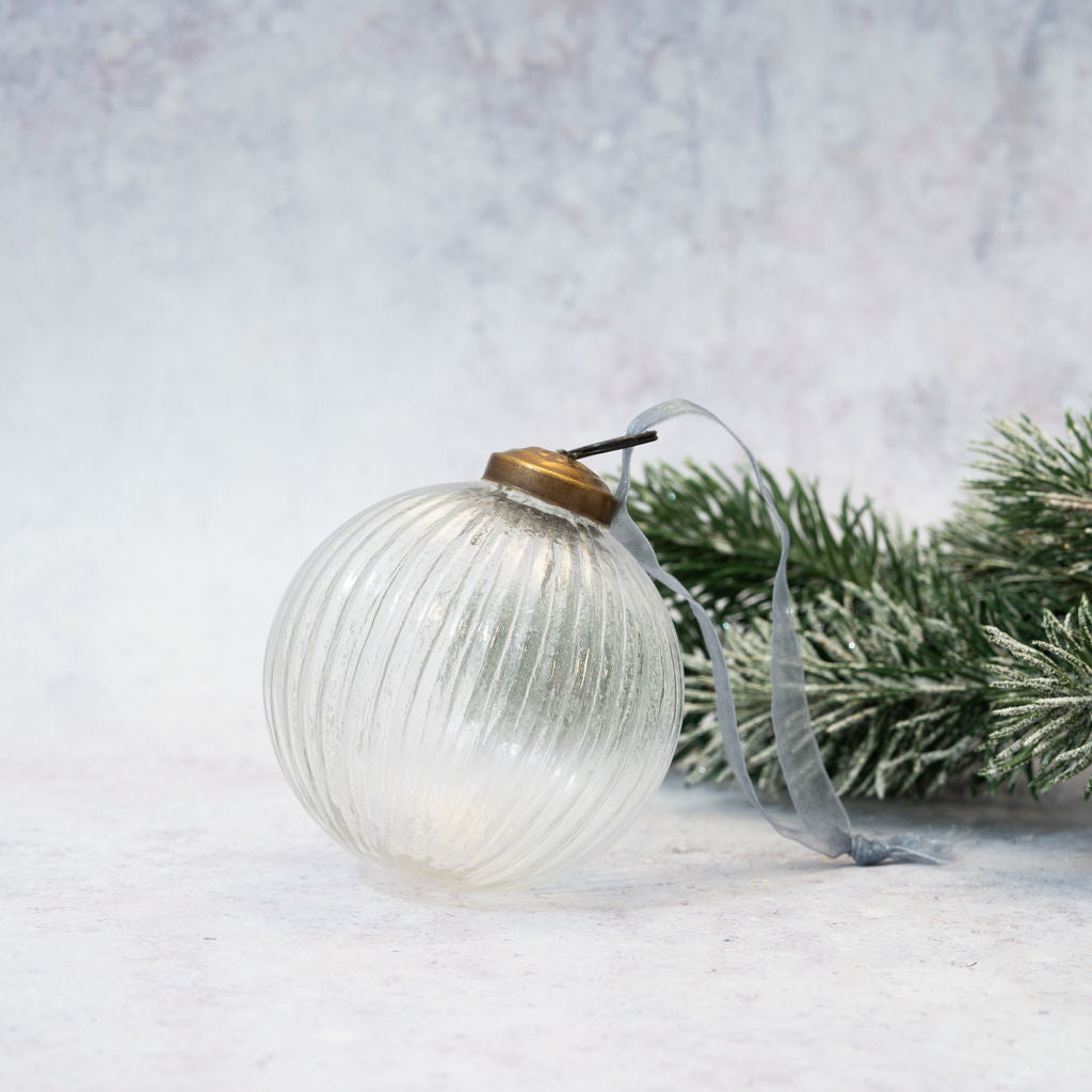 3" Clear Glass Ribbed Ball Decoration – Arthur Cameron
