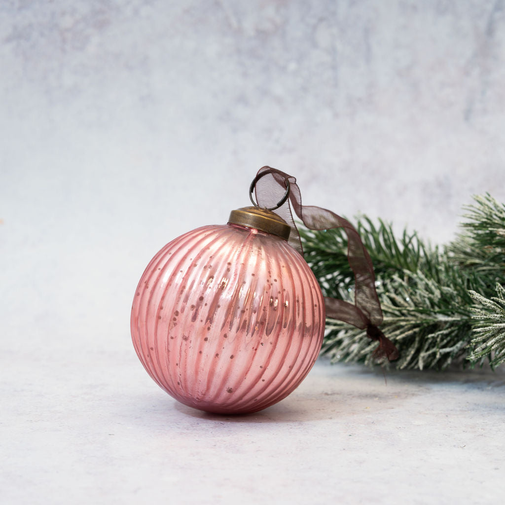 3" Mauve Glass Ribbed Ball Decoration – Arthur Cameron