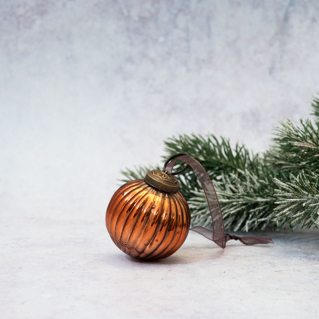 2" Russet Glass Ribbed Ball Decoration – Arthur Cameron