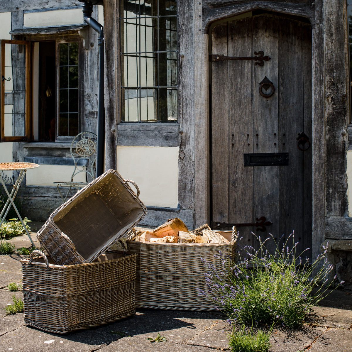 Light Grey Wicker Rectangular Log Basket with Lining – Arthur Cameron