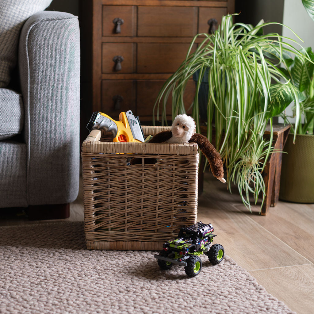 Light Grey Rapallo Wicker Double Weave Cube Storage Basket – Arthur Cameron
