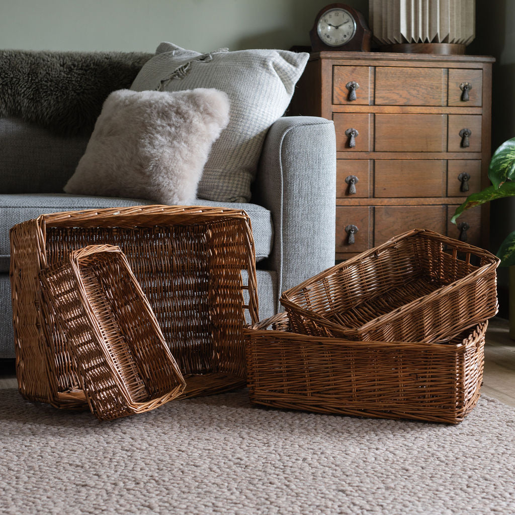 Distilled Brown Rectangular Wicker Shallow Storage Tray – Arthur Cameron