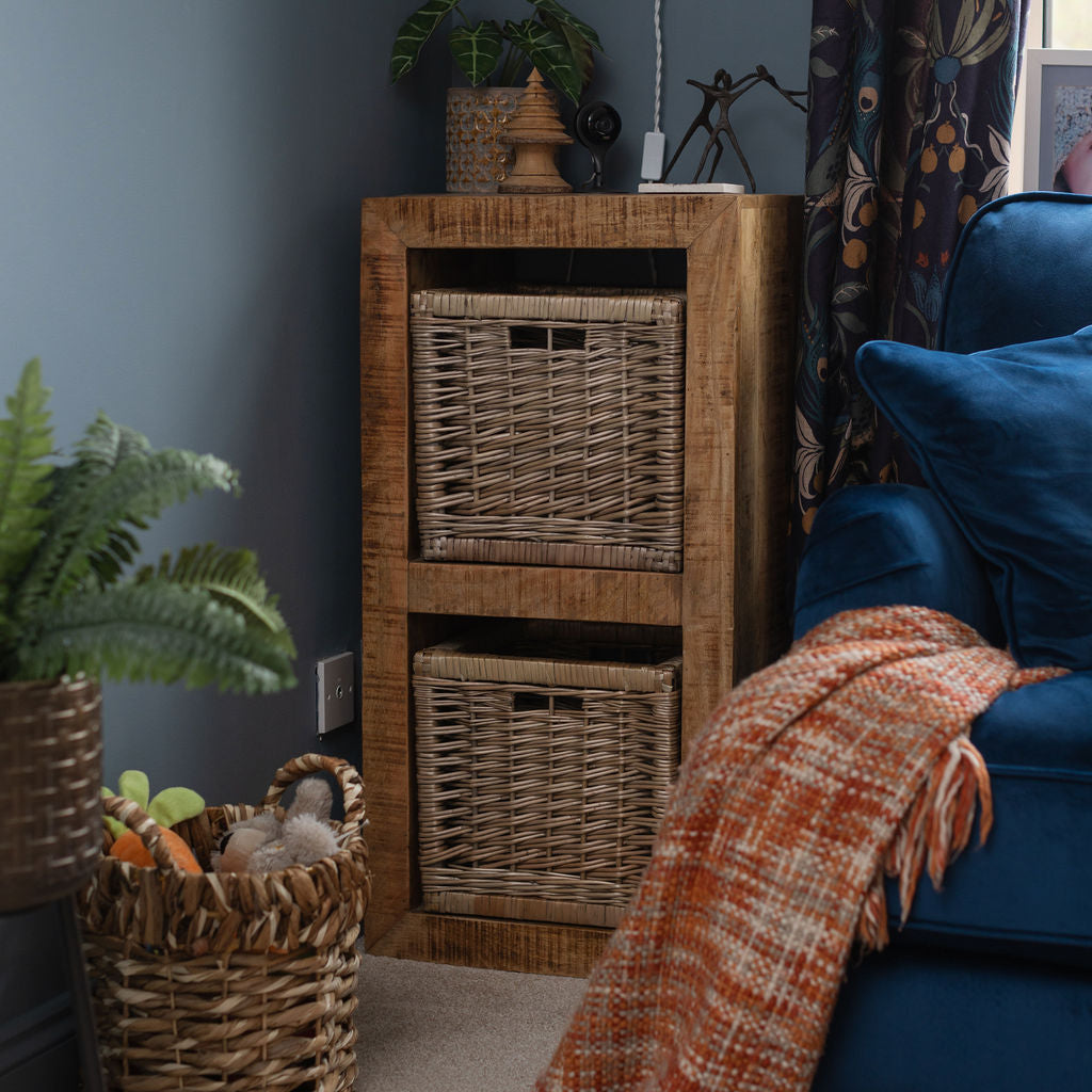 Light Grey Rapallo Wicker Double Weave Cube Storage Basket – Arthur Cameron