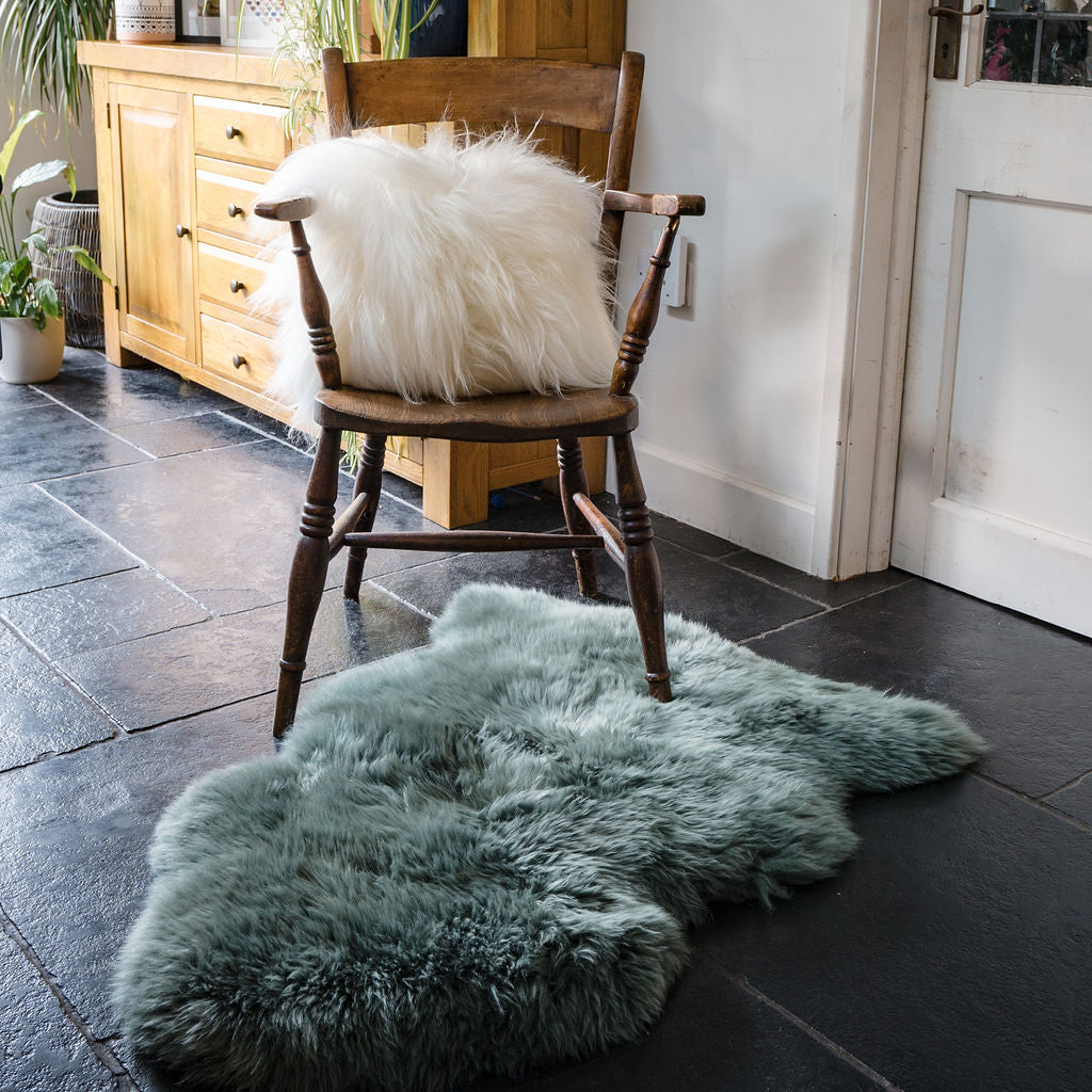 Forest Green Single Sheepskin Rug (95x65cm) Extra Thick Large Natural ...