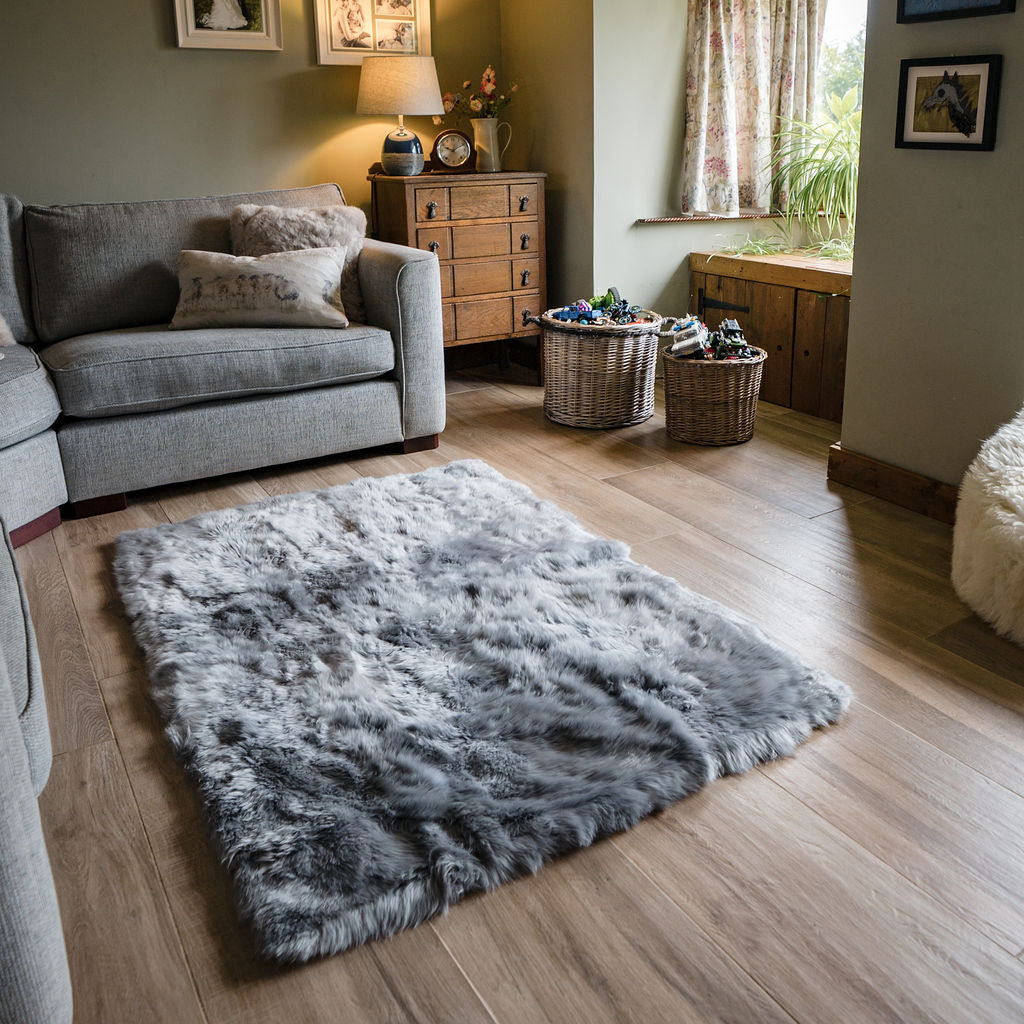 Icelandic Grey Sheepskin Rug with Straight Edges (Shorn) - Custom Made ...