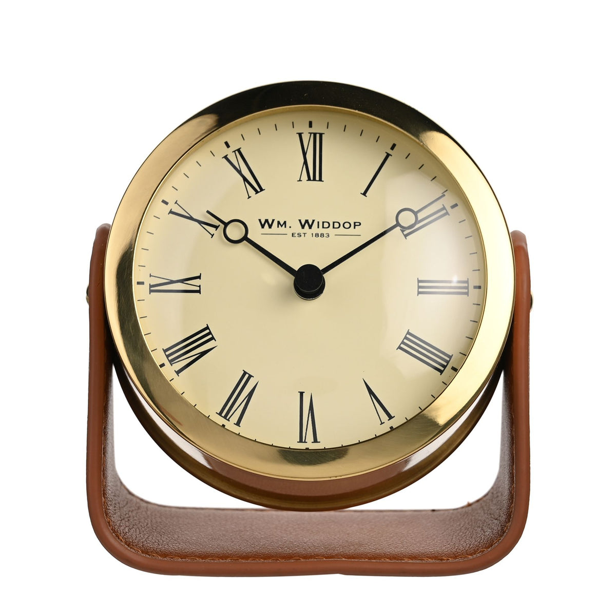 WM Widdop Gold Mantle Clock On Stand – Arthur Cameron