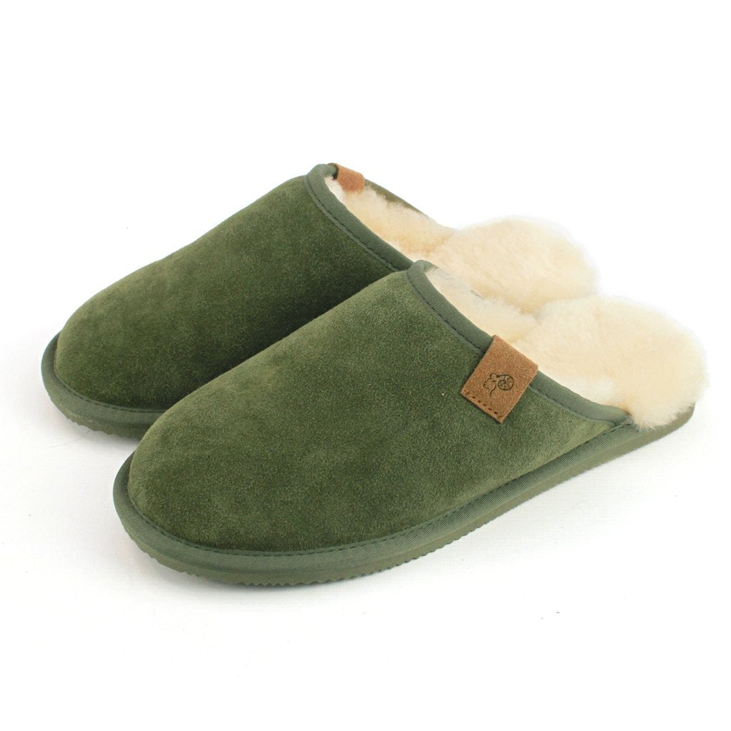 Men's Ellis Sheepskin Lined Slipper Mule - Olive/Natural – Arthur Cameron