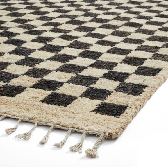 Black & White Hemp Checkered Hand Woven Rug – Arthur Cameron