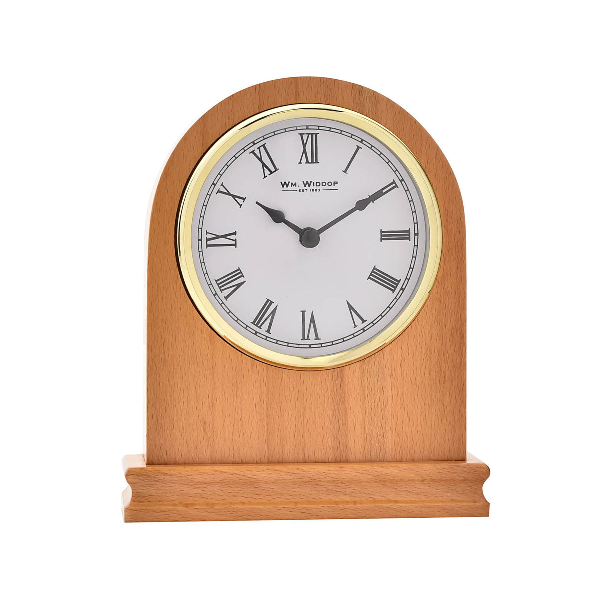 WM. Widdop Arched Light Wood Mantel Clock W2672 – Arthur Cameron