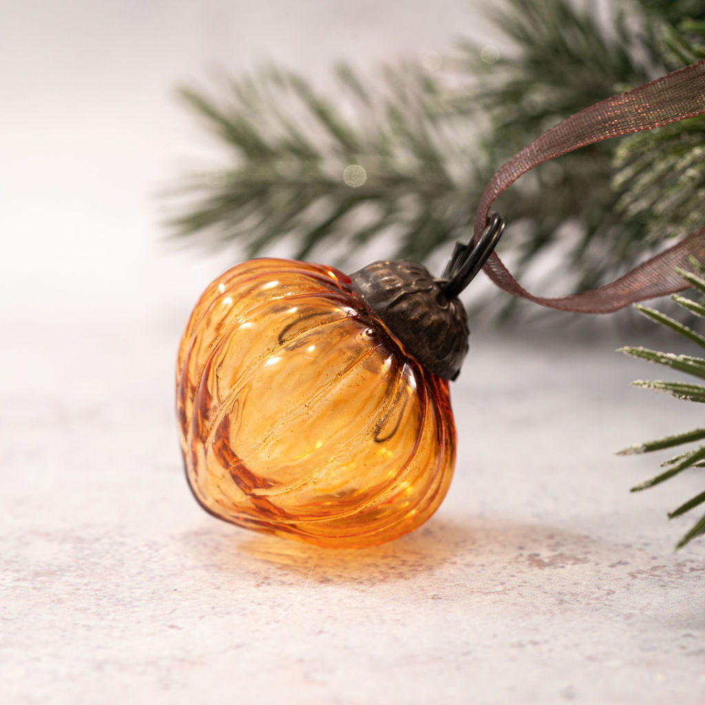 Set of 6 Small 1" Honey Glass Luster Lanterns Christmas Tree ...