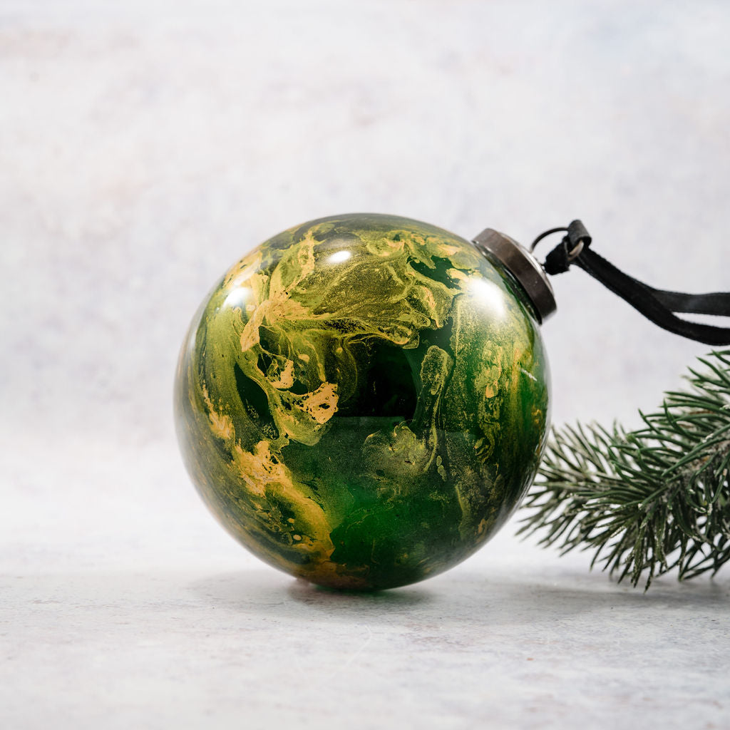4" Emerald Marble Glass Bauble Christmas Tree Decoration – Arthur Cameron