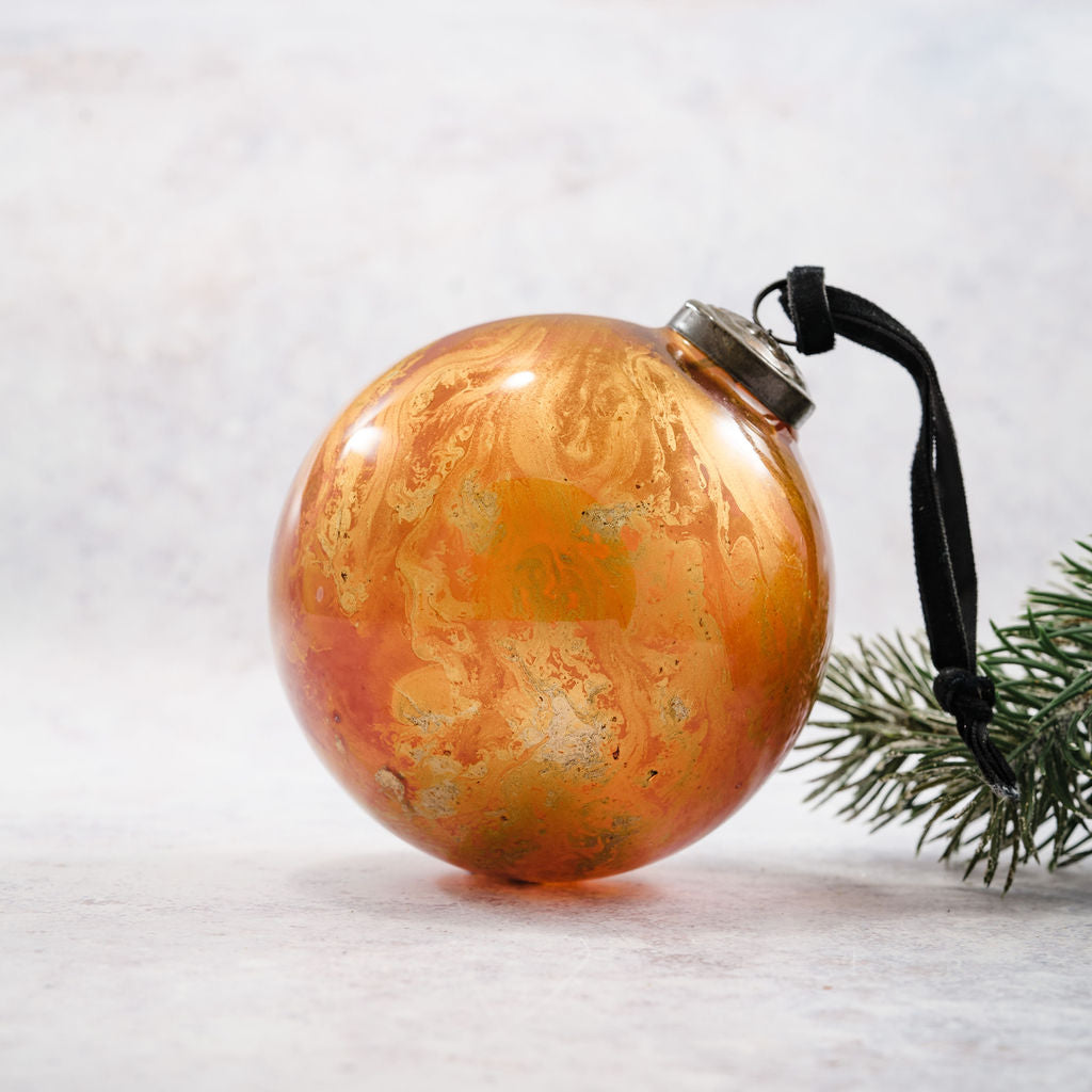 4" Copper Marble Glass Bauble Christmas Tree Decoration – Arthur Cameron