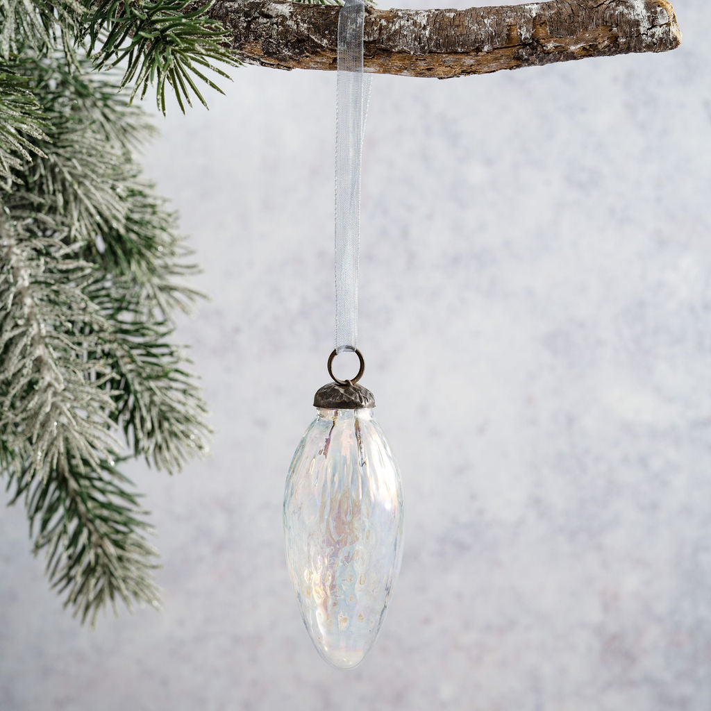 2" Clear Luster Conical Glass Decoration Christmas Tree Decoration ...
