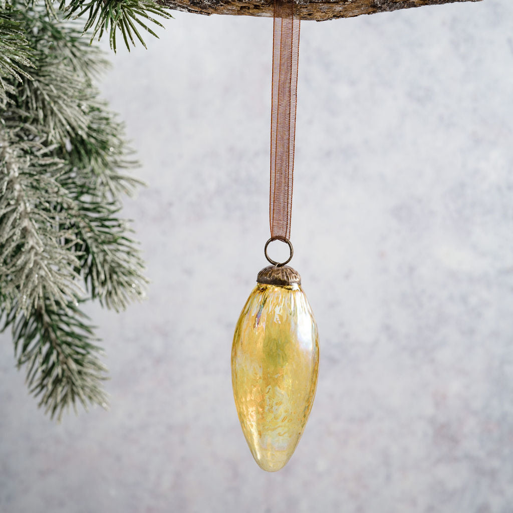 2" Gold Luster Conical Glass Decoration Christmas Tree Decoration ...