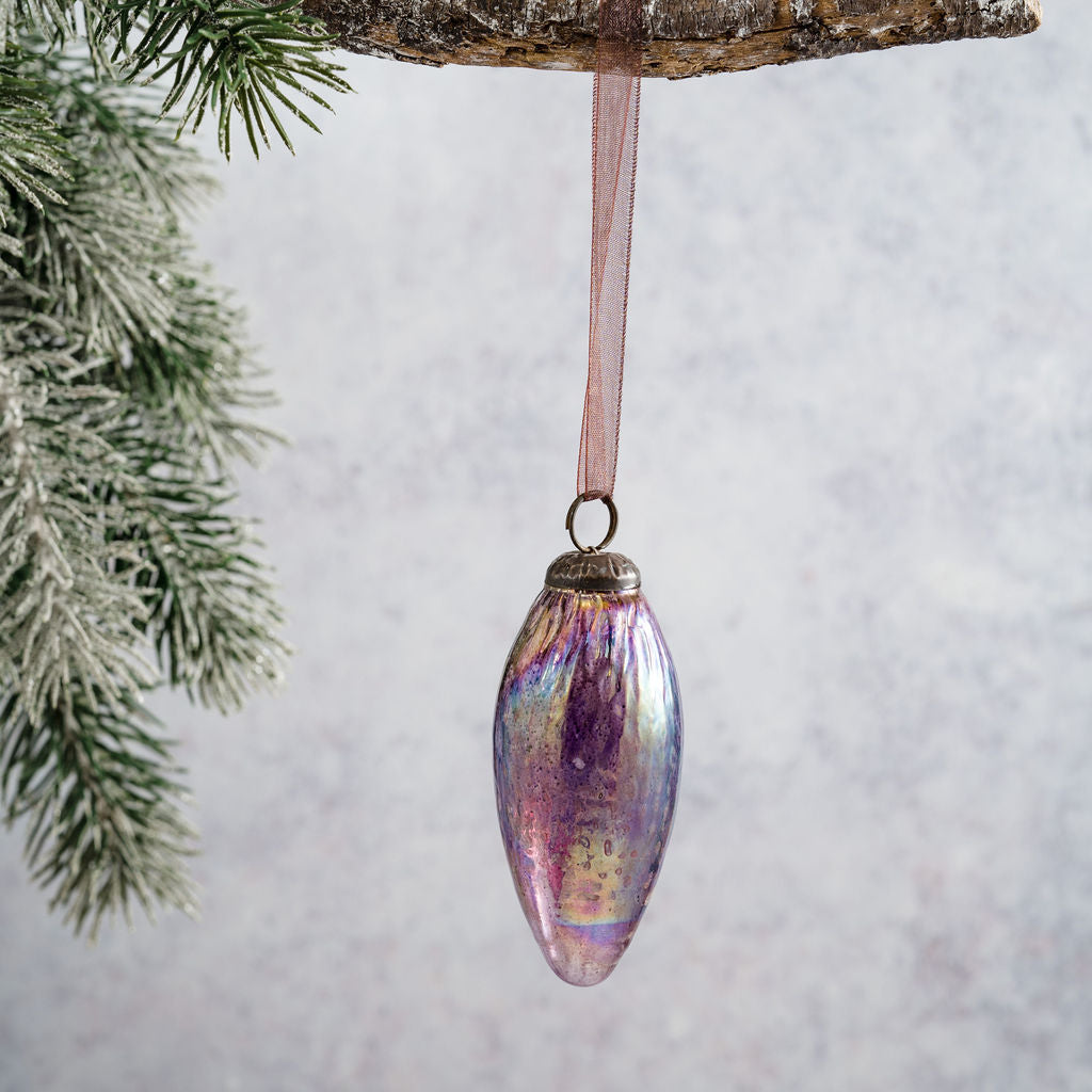 2" Mulberry Luster Conical Glass Decoration Christmas Tree Decoration ...