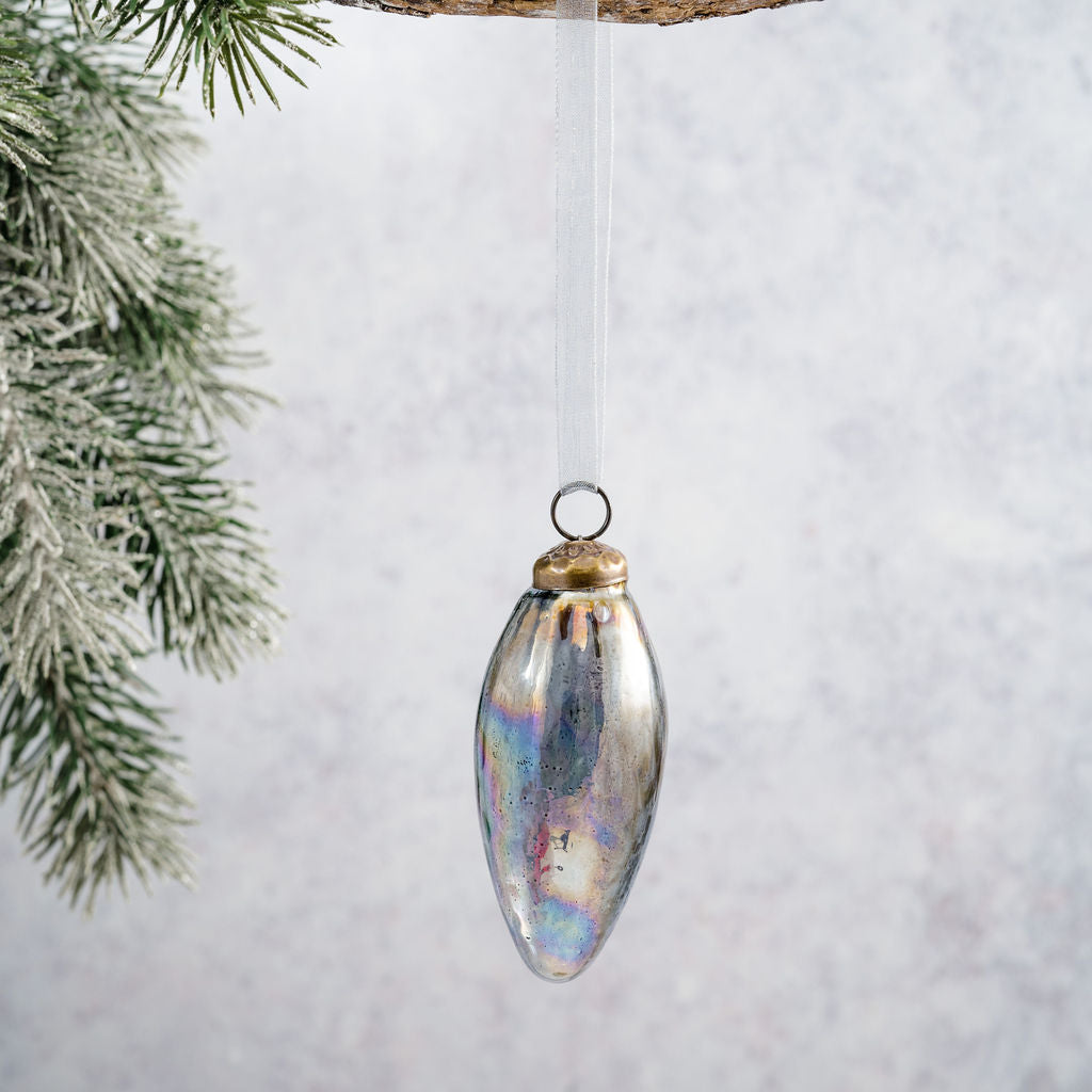 2" Slate Luster Conical Glass Decoration Christmas Tree Decoration ...