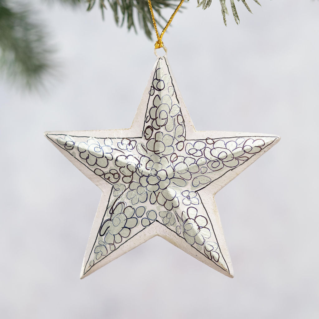 Silver & White Floral 3D Hanging Star – Arthur Cameron