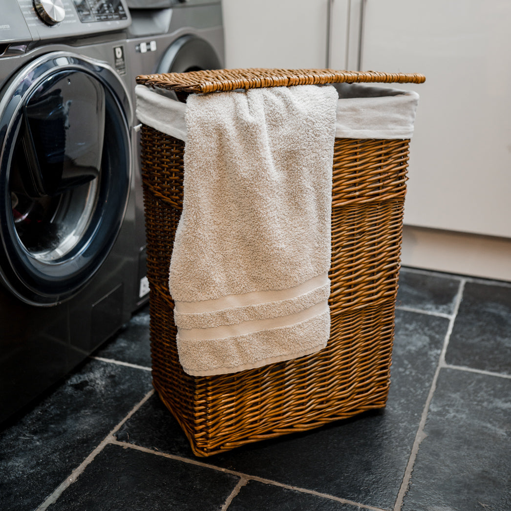 Tall Distilled Brown Wicker Laundry Basket with Lid – Arthur Cameron