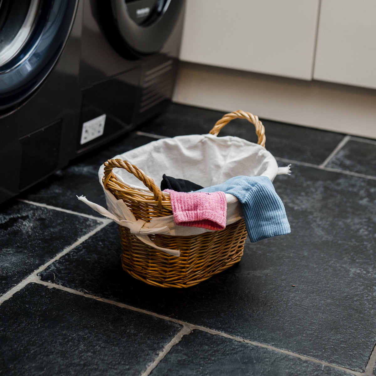 Distilled Brown Wicker Oval Open Laundry Basket with Removable Lining ...