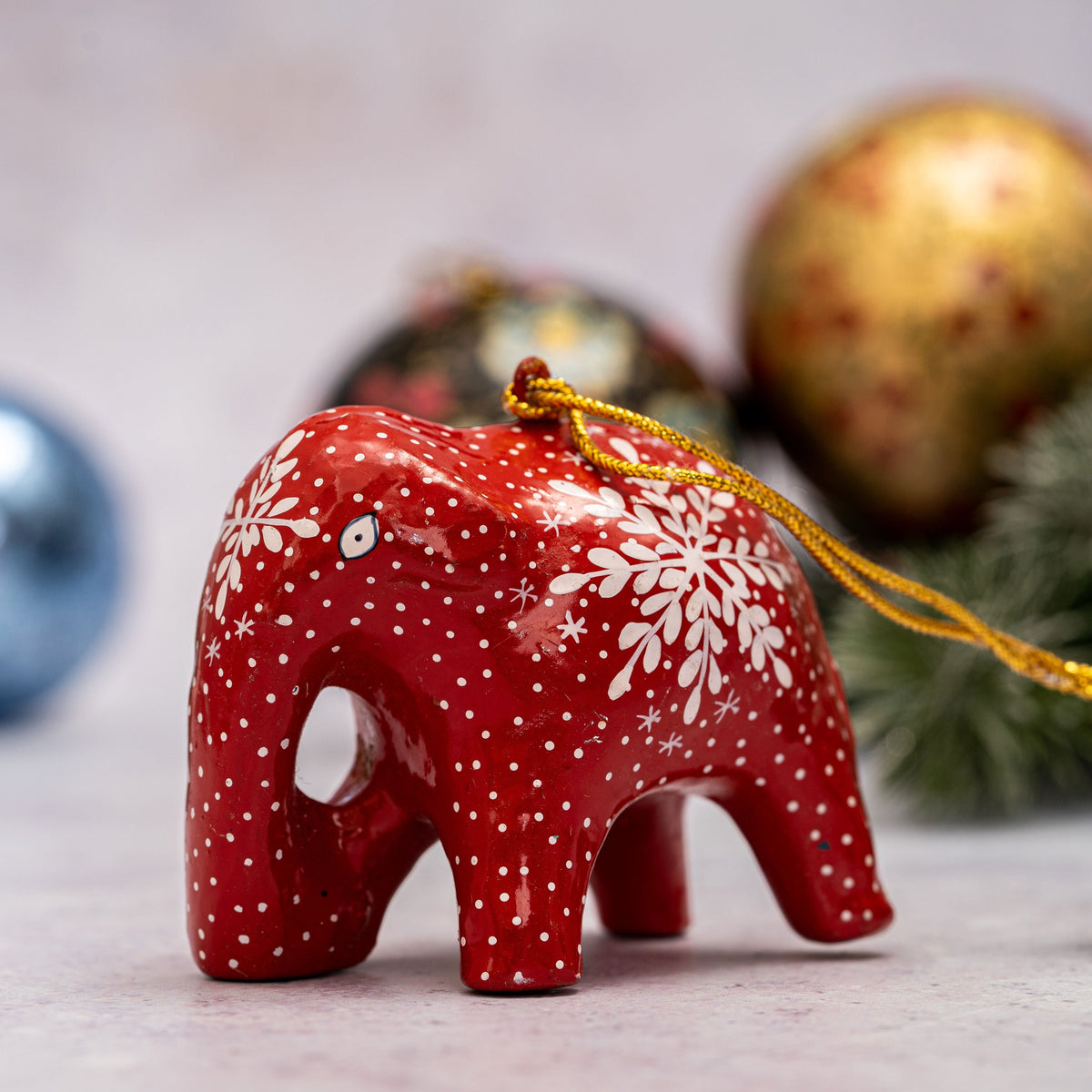 Red Snowflake Hanging Elephant Christmas Decorations – Arthur Cameron