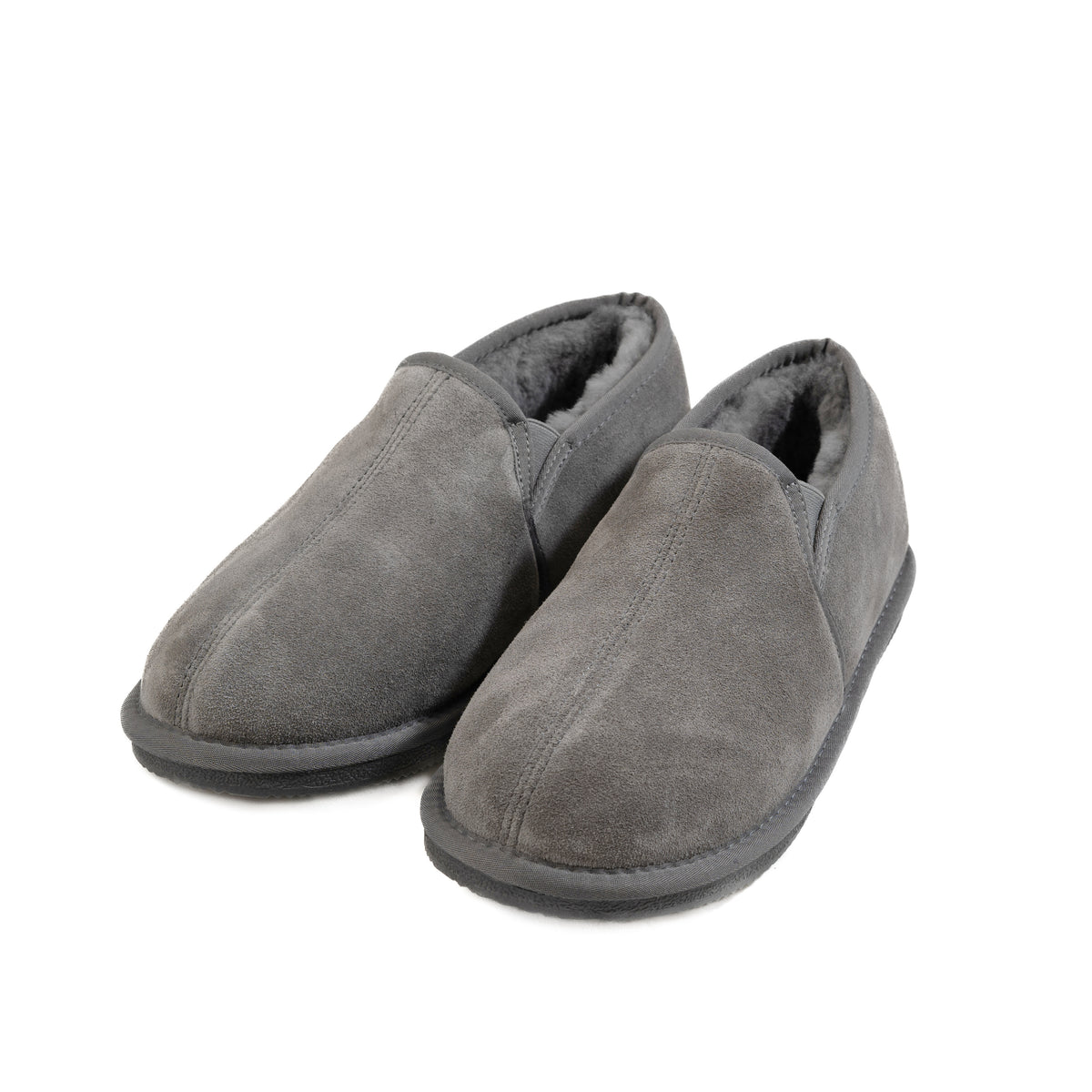 Deluxe Mens 'Sam' Sheepskin Slippers with Hard Sole - Dark Grey ...