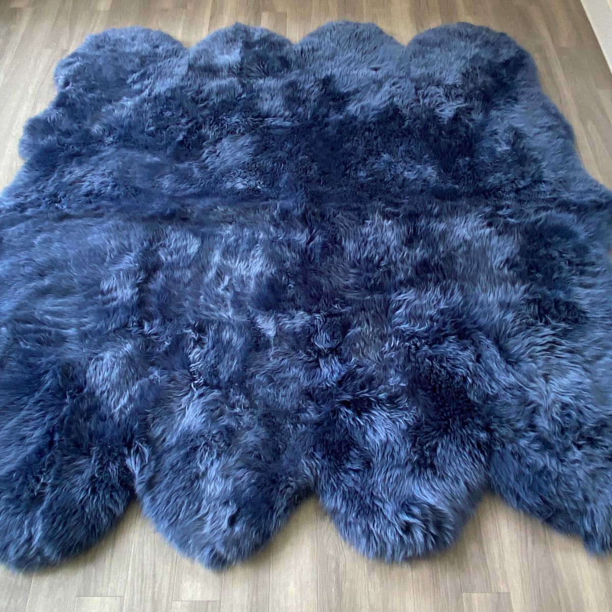Navy Blue Octo Sheepskin Rug (190x190cm) Extra Thick Large Natural Rug ...