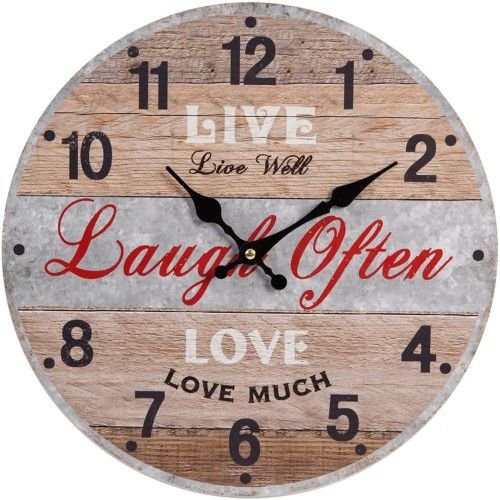 Hometime "Laugh Often" Rustic Wooden Wall Clock W7497 – Arthur Cameron